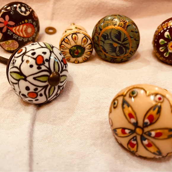 Accents | 8 Handpainted Unique Vintage Style Door Knob Cabinet Lot Bundle | Poshmark